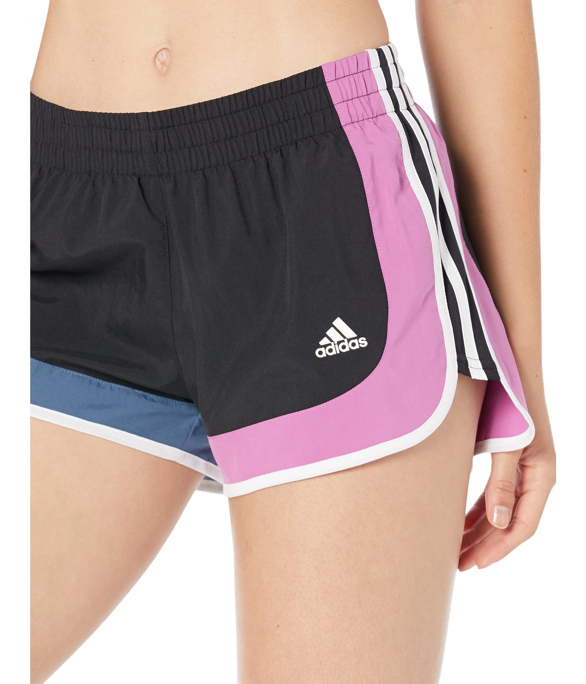 adidas Women's Marathon 20 Color Block Running Shorts, Black/Semi Pulse Lilac, Small