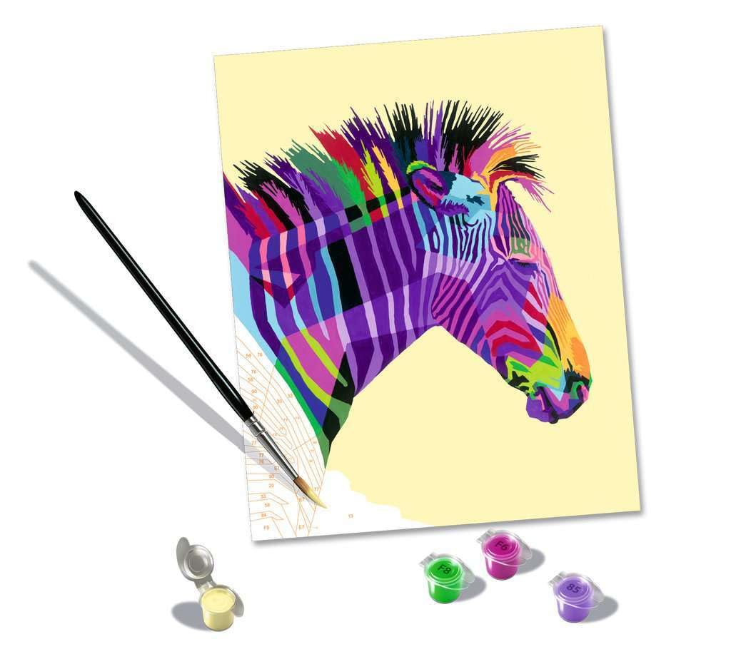 Ravensburger CreArt Funky Zebra Paint by Numbers for Adults 12 Years Up - Painting Arts and Crafts Set - Home Decor Accessories