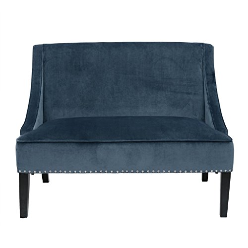 Madison Park Avalon Swoop Arm Settee Blue/Brown See Below, MP106-0383