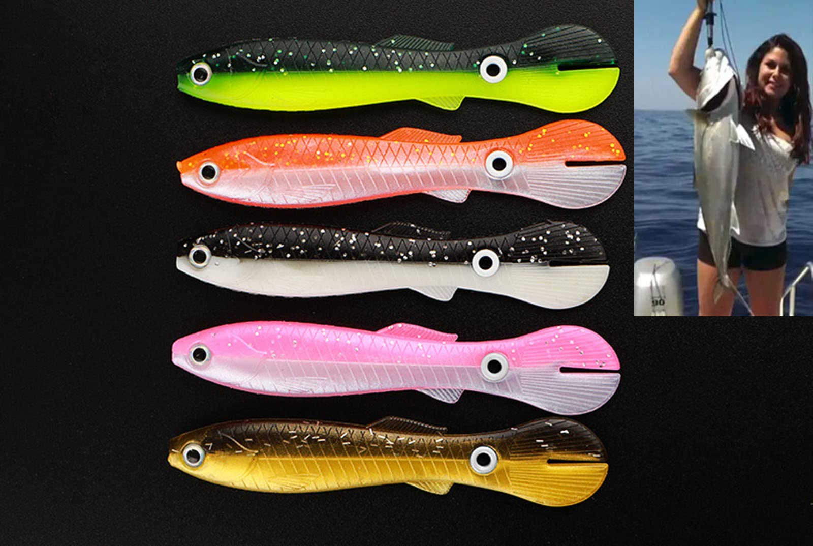 5Pcs Soft-Bionic-Swimming-Fishing-Lures-Kit,Simulation Loach Soft Lure with Spinning Tail Slow Sinking Bass Swimbait Lifelike Plastic Baits for Freshwater Saltwater Carp Walleye Pike(5Pcs Mixed Color)