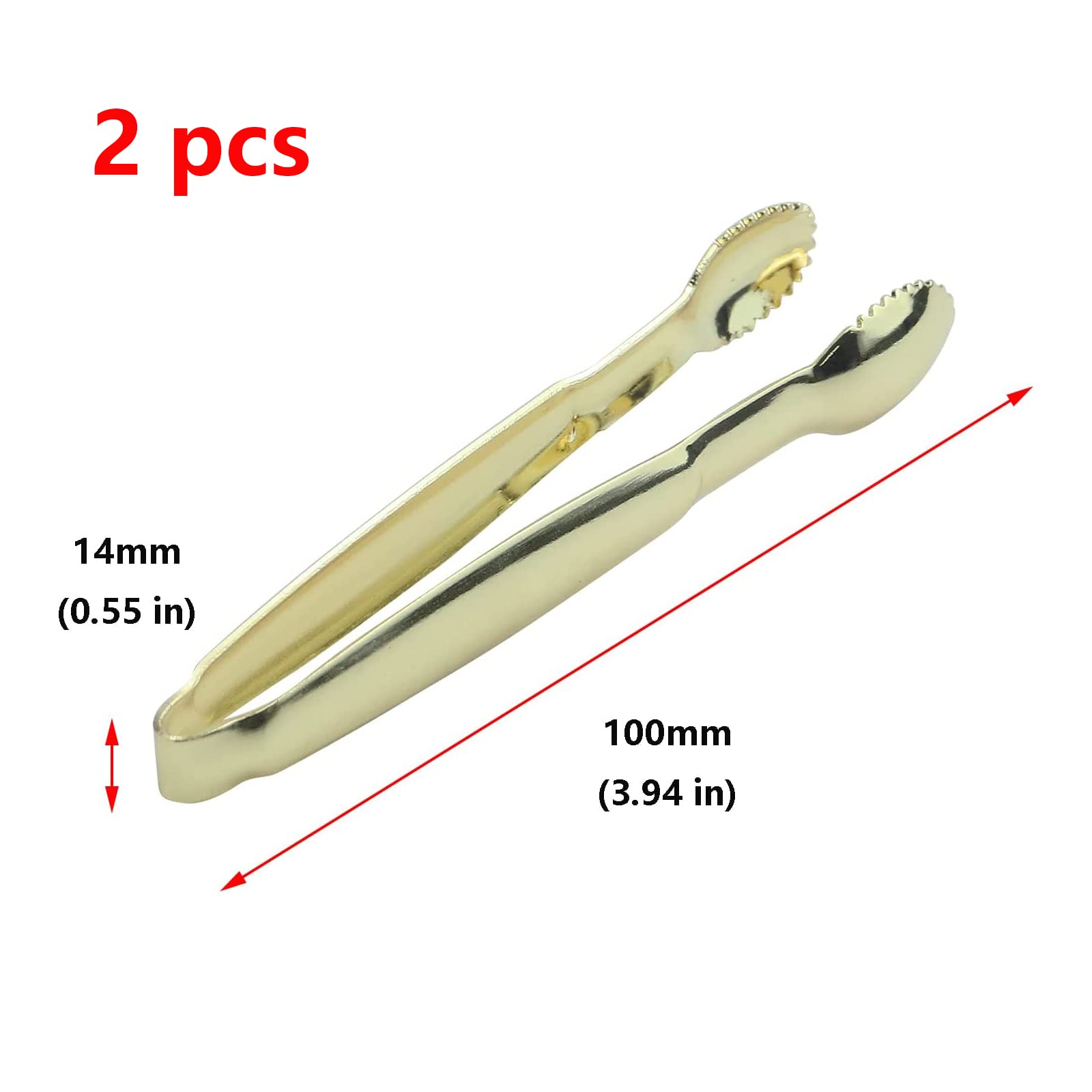Antrader 4-Inch Stainless Steel Sugar Tongs, Small Ice Tongs Cubic Sugar Nip Mini Serving Tong for Tea, Coffee, Appetizers, Golden,2Pcs