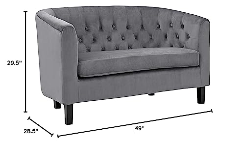 Modway Prospect Velvet Upholstered Contemporary Modern Loveseat In Gray