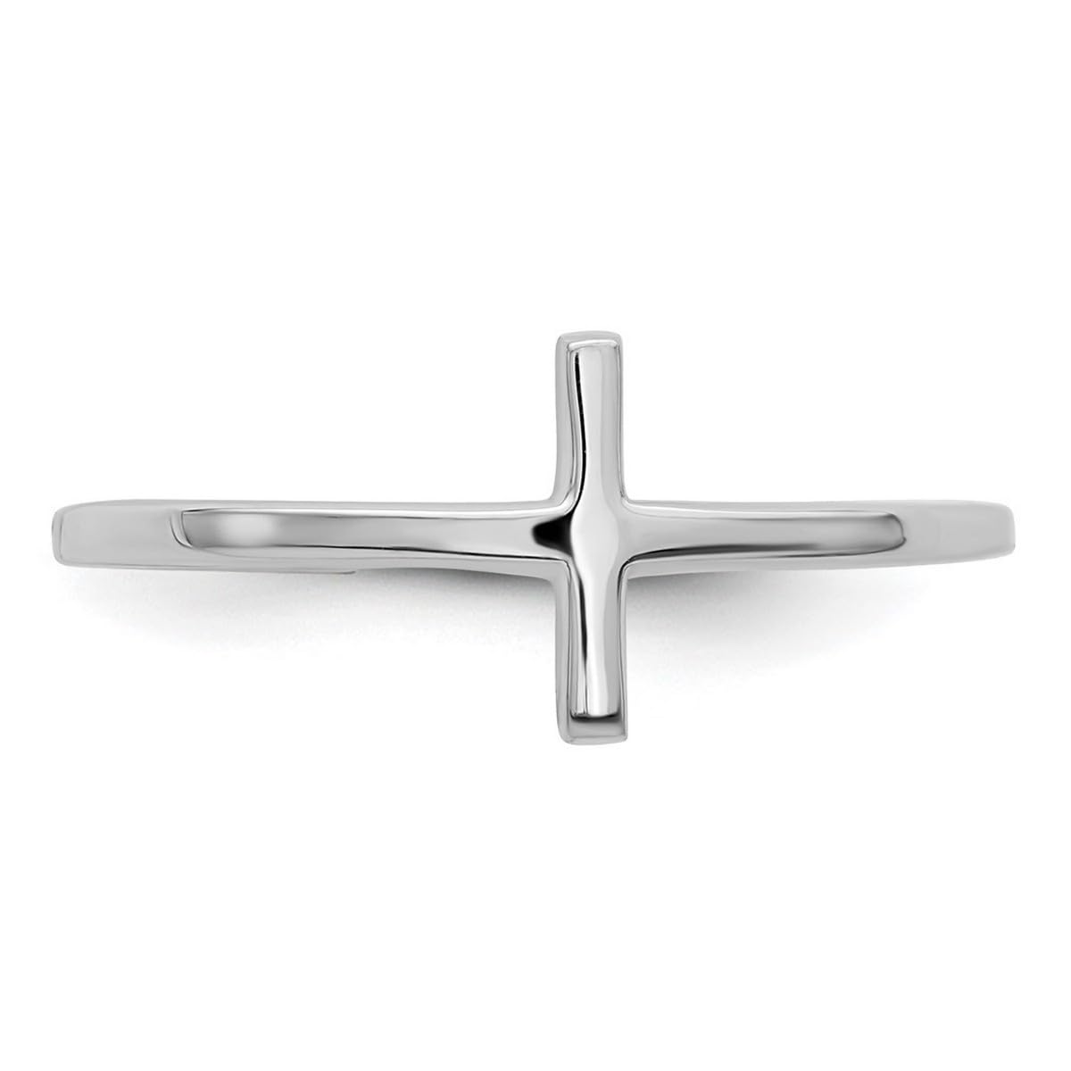 925 Sterling Silver Polished Sideways Religious Faith Cross Ring Size 8 Jewelry for Women