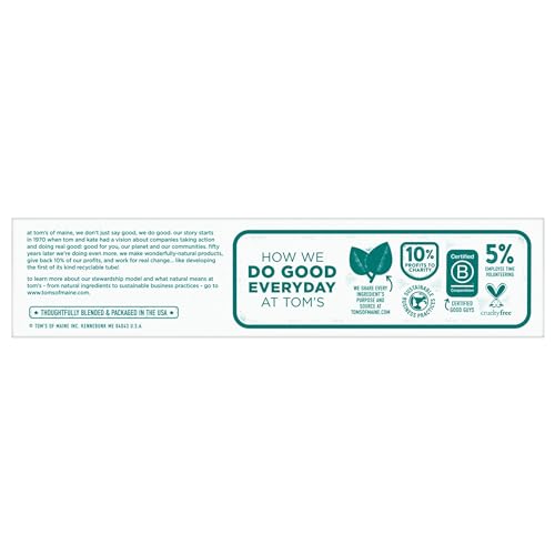 Tom's of Maine Natural Luminous White Toothpaste with Fluoride, Clean Mint, 4.0 oz. 3-Pack