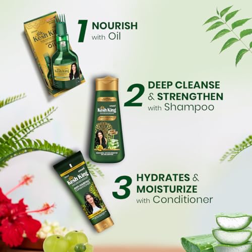 KESH KING Anti Hairfall Shampoo | with Ayurvedic Herbs & Aloe Vera | Provides Healthy Nourished Scalp | for Shiny Smooth Hair | 11.49 Fl Oz/340ml