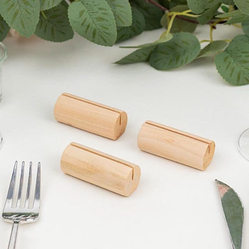 Balsa Circle 10 Natural 2 in Cylindrical Wood Table Number Sign Holders Place Card Stands Party Events Reception Decorations Supplies