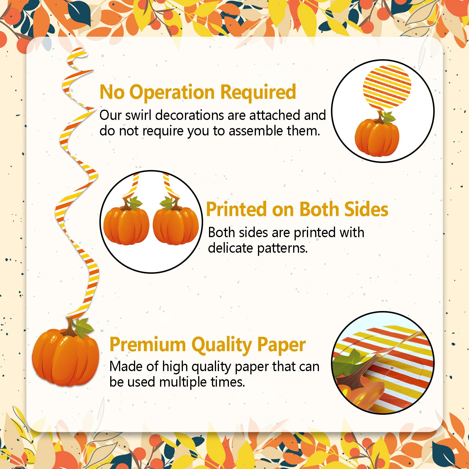 WEEPA 24 Pieces Fall Pumpkin Hanging Swirls Maple Leaves Swirls Decorations Fall Thanksgiving Ceiling Hanging Decorations for Home Autumn Thanksgiving Harvest Decor Party Supplies (Maple)