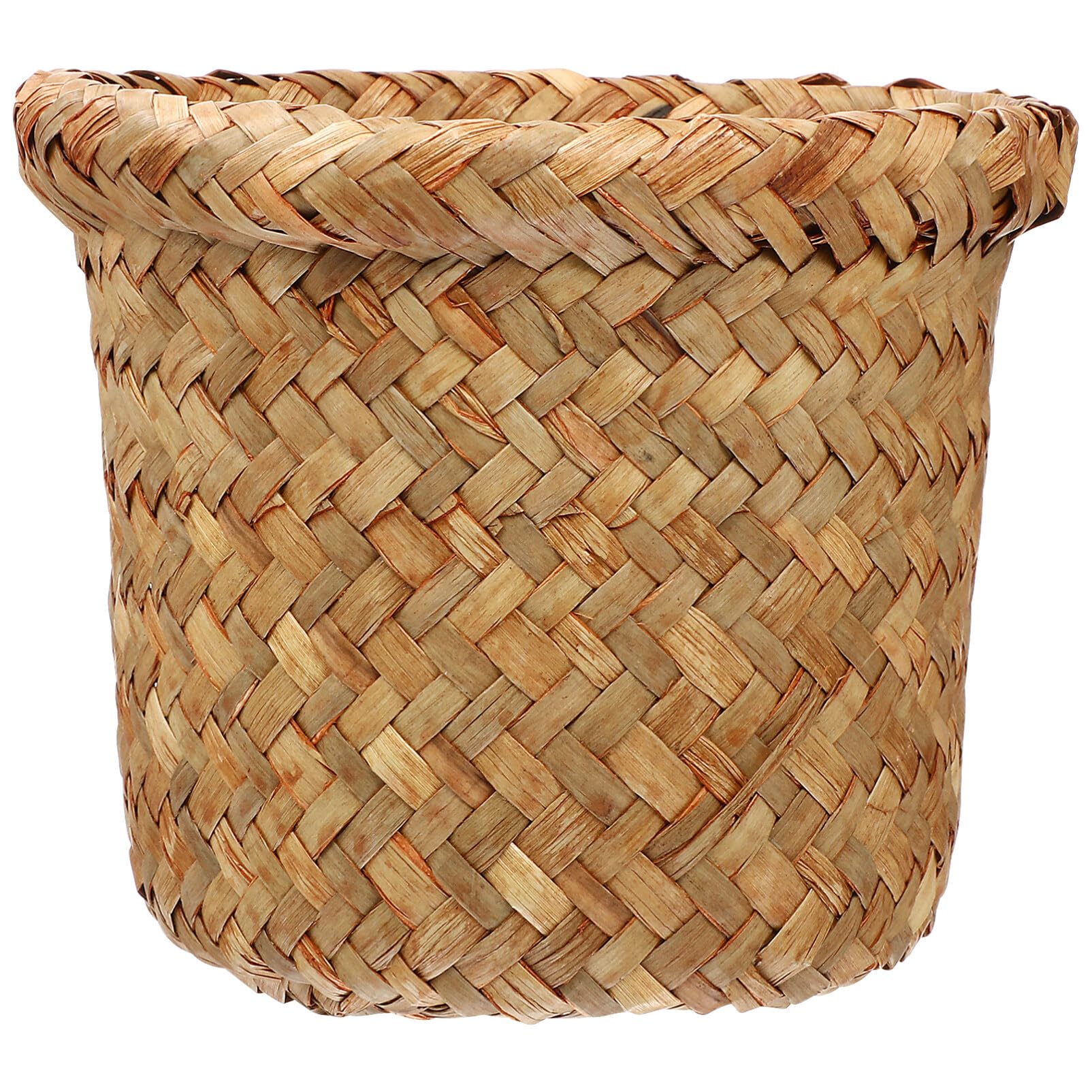 PRETYZOOM Wicker Trash Can Rattan Waste Basket Small Round Seagrass Garbage Can Rubbish Basket Bin for Home Bathroom Bedroom Kitchen Office