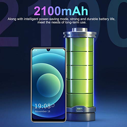 IP12 PRO+ Face Unlock Smart Phone, 1+8GB 6.26in for Waterdrop Screen Smartphones, Dual Card Dual Standby, Built-in 1950mah Li-ion Battery, for Android 8.1 (Gold)……