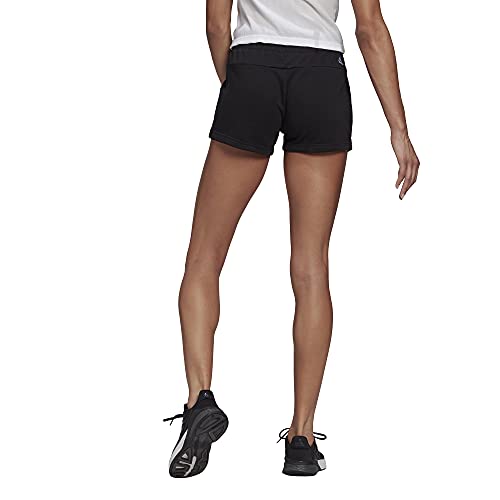 adidas womens Essentials Slim Logo Shorts, Core Black/White, X-Large US