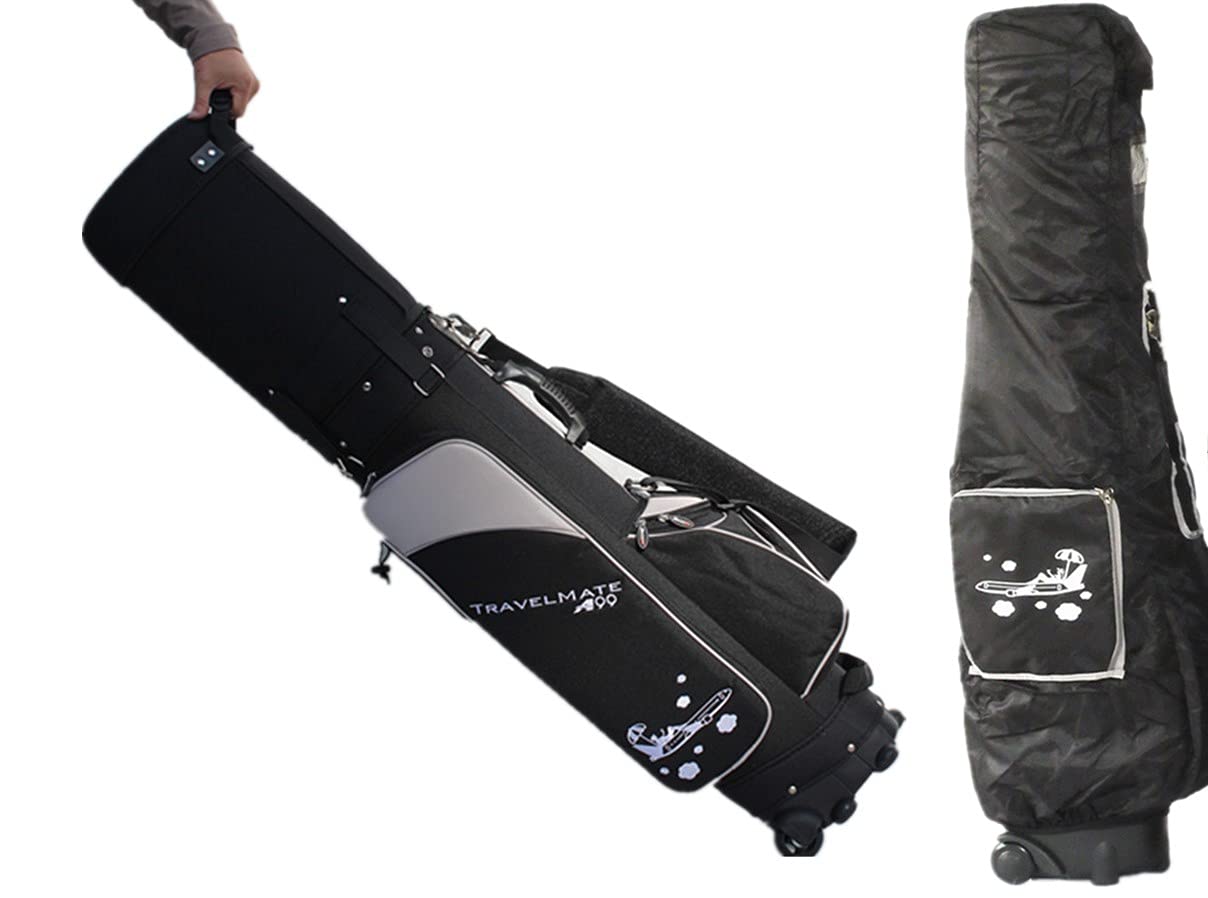 A99Golf Travel Mate with Cover Skin Wheeled W. TSA Lock Air Porter Golf Travel Bag cart Bag Golf Bags Golf Travel Cover( Blk/Grey)