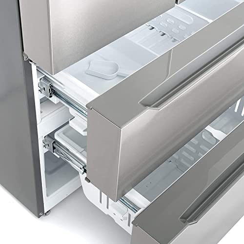 SMETA Refrigerator French Door with Ice Maker for Kitchen 36'' Inch Stainless Steel Counter Depth Full Size Refrigerators Fridge Bottom Freezer Cooling 22.5 Cu.Ft Double Door Fridgerator Freezer Home Use 23 CU FT