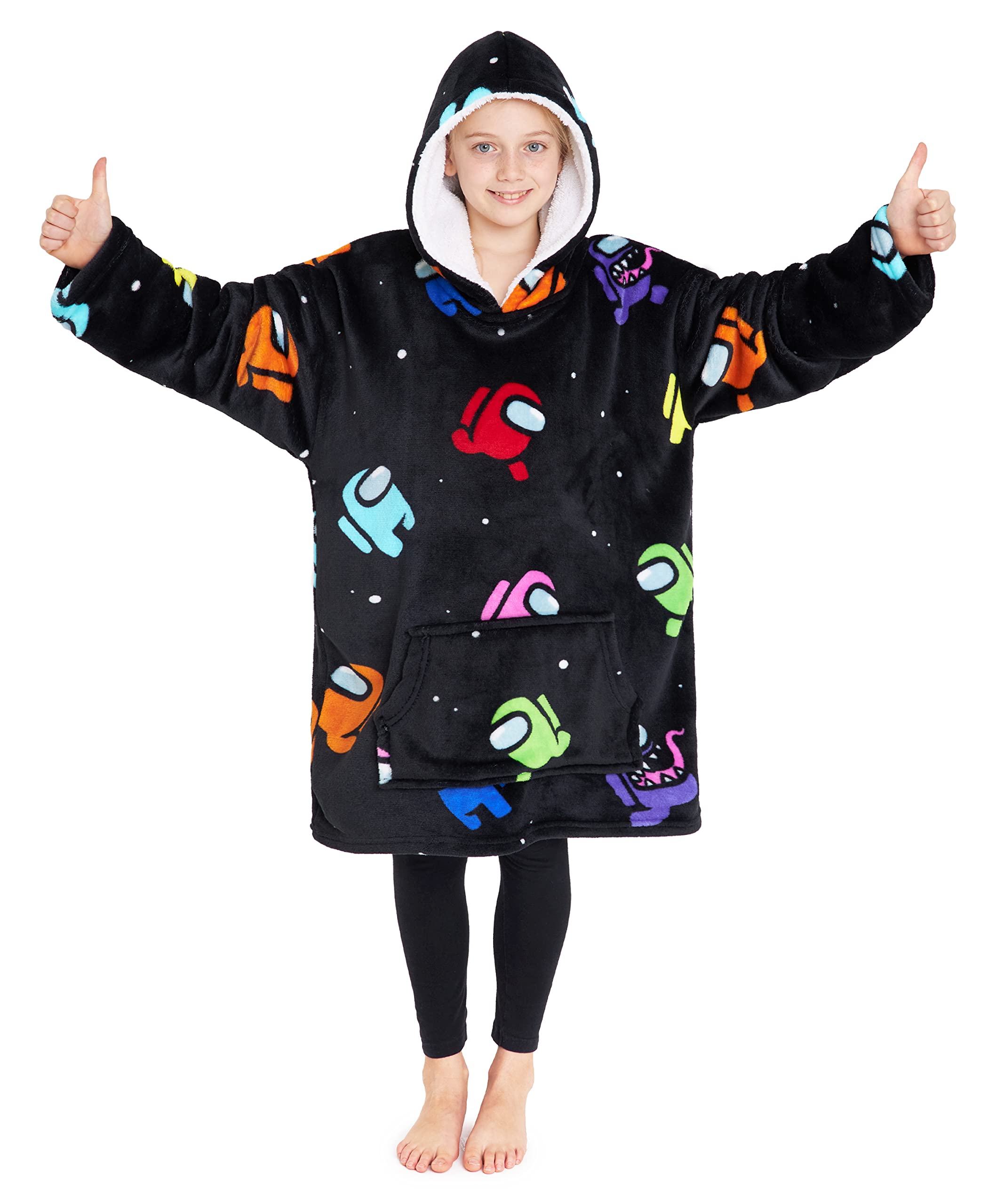 Among Us Hoodies For Boys Fleece Oversized Blanket Hoodie Kids Gaming Merchandise (Black)