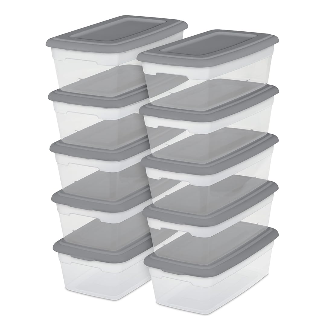 6 Qt. Plastic Storage Box, Stackable Lidded Home Storage Bins, Space Saving Household Storage and Organization, Nestable Snap Lid BPA-Free Plastic Storage Box Organizing Container 40 Pack