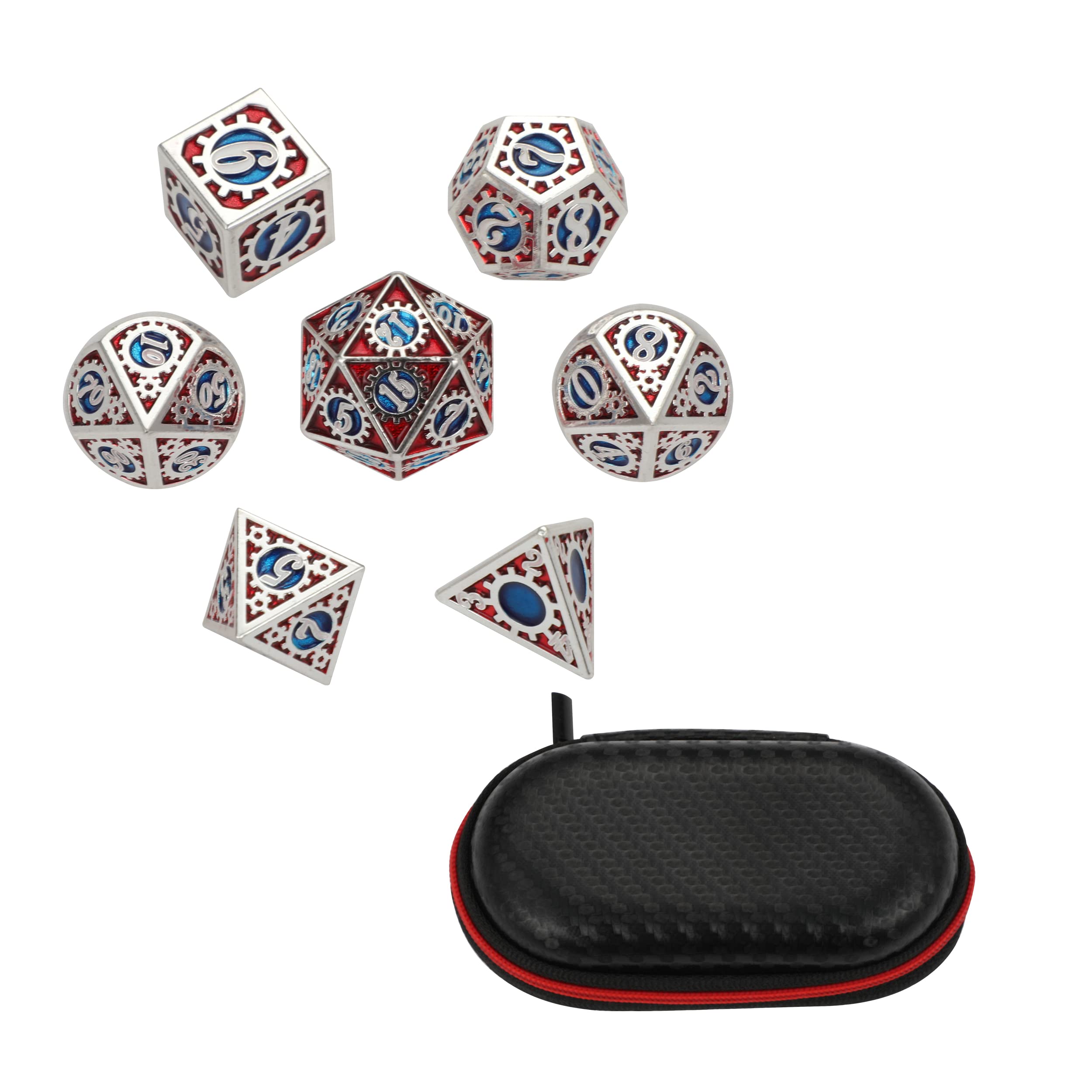 DND Dragon Scale Dice Set of 7 Pcs with Storage Box, Metal D&D Dice Set with Oversized D20 for Tabletop Roleplaying Games, Dungeons and Dragons, DND, D&D (Punk)