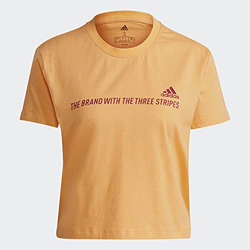 adidas Womens Gradient Logo Cropped T-Shirt Hazy Orange Medium