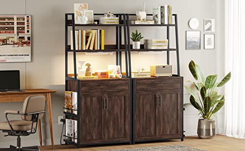 AOGLLATI Bookshelf and Bookcase, Bookshelf Organizer with 5-Tier Storage Rack, Industrial Wood Bookcase, Rustic Free Standing Bookshelves Metal Frame Display Rack for Living Room, Bedroom, Home Office