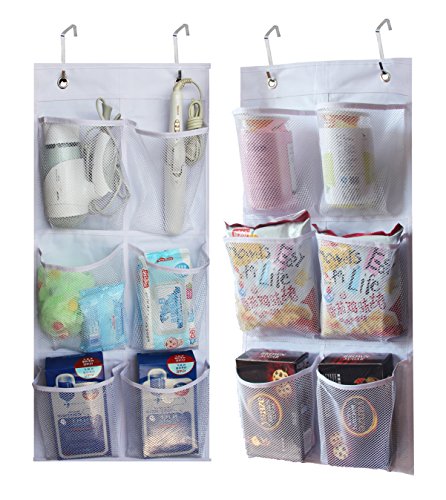 KIMBORA 2 Packs Narrow Over the Door/Wall Shoe Organizer, Small Hanging Shoe Rack for Closet with Clear Mesh Pocket for Bathroom, RV, Pantry, Camping (White)