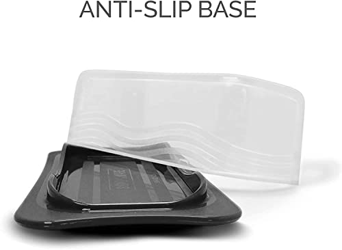 Cover Butter Container - Butter Storage Container with Transparent Lid - Durable Plastic Butter Container for Counter - Plastic Butter Dish with Lid - Covered Butter Dish for Home or Camping (Black)