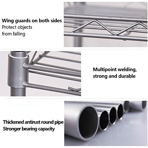 INGIORDAR 5-Shelf Metal Shelving Storage Unit with Adjustable Legs Wire Organizer Rack for Bathroom Kitchen Garage,(Silver,29.5 "L x 13.8" W x 62.2 "H)