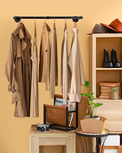 AOKLIT 2 Pack Clothes Rack 36.2 Inch Industrial Pipe Wall Mounted Closet Rod, Space-Saving Clothing Rack, Heavy Duty Detachable Garment Rack, Multi-Purpose Closet Rods For Hanging Clothes 2 Base