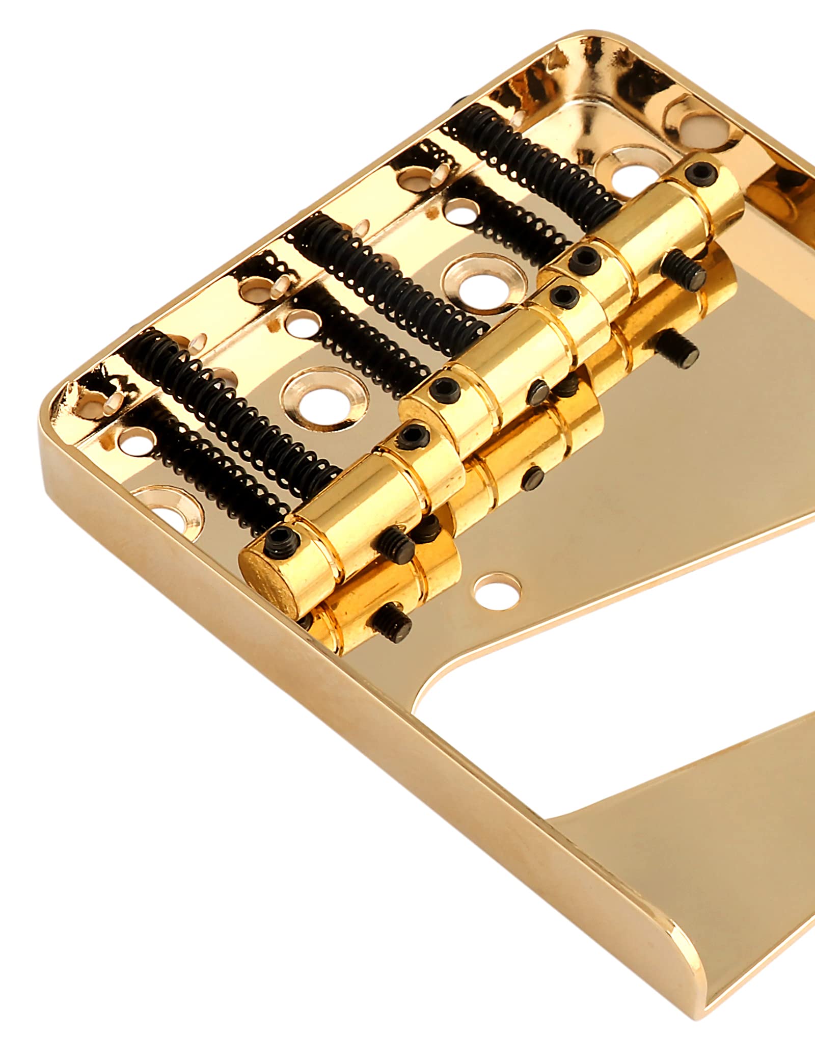 Bogart Guitar Bridge Tailpiece 3 Pcs Zinc Saddles Bridge for Vintage Tele Telecaster Style Electric Guitar Parts Top or Bottom Load Ashtray Style Gold.