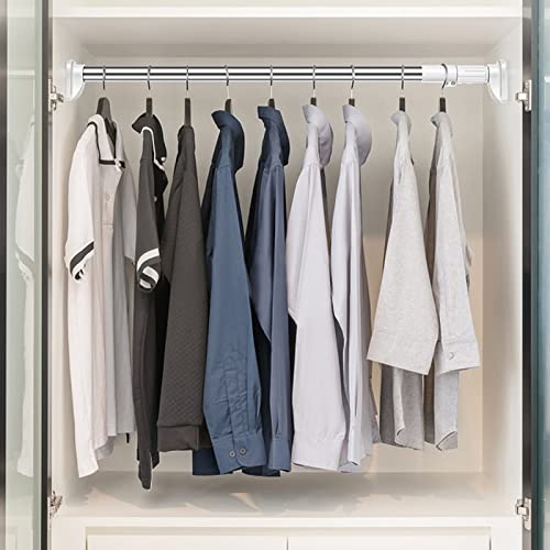 Closet Pole, Closet Rod with Telescopic Adjustment, with Wardrobe Rail Rod Pole Socket and Screws, Clothes Rod for Closet, Suitable for Wardrobes, Cabinets, Bathrooms, Balconies (35.4''-59.1'')