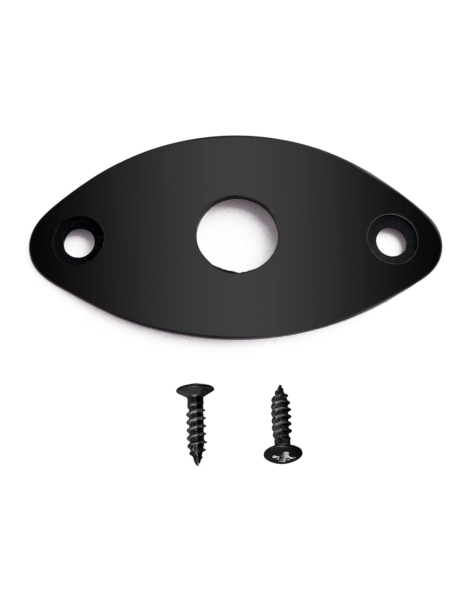 Bogart Guitar Jack Socket Plate Curved Oval Football Style Output Jack Plate Compatible with Les Paul Ibanez Jackson Guitar or Bass with Mounting Screws Black. (HJ 003-BK)