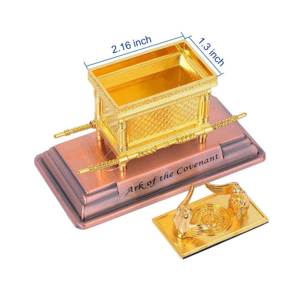BRTAGG The Ark of The Covenant Replica Gold Plated Statue with Contents, Aaron‘s Rod/Manna/Ten Mandments Stone (Small)