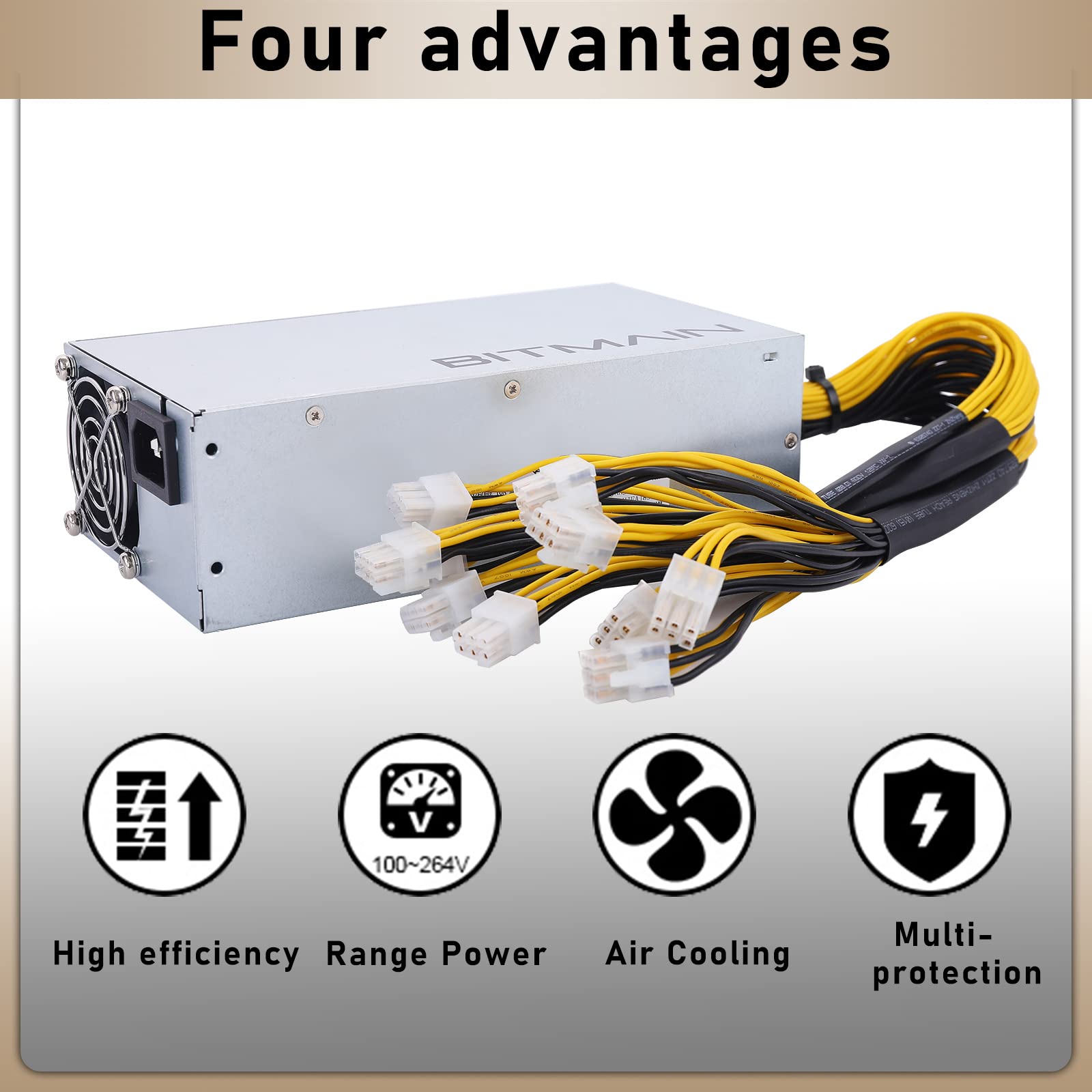 Apw7 1800W Asic Miner Power Supply 110V 264V 6-pin Connector Mining PSU for Antminer Bitmain Bitcoin Miner S9 or L3