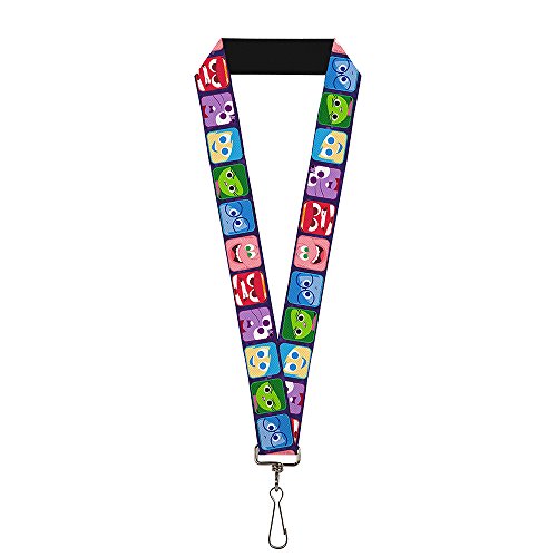 Buckle Down unisex adults Lanyard - 1.0 Inside Out 6-character Esxpression Blocks Pu Key Chain, Multicolor, One Size US