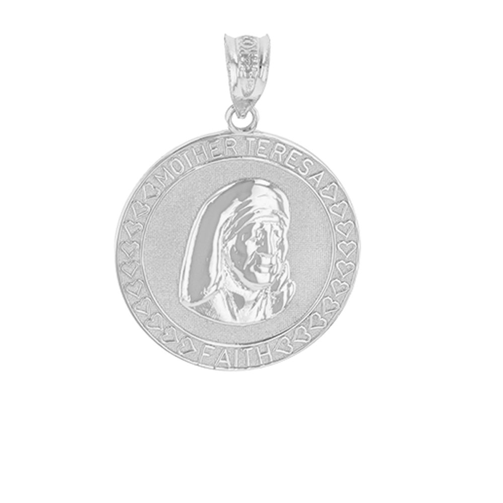 925 Sterling Silver Mother Teresa Of Calcutta Religious Medal Charm Pendant