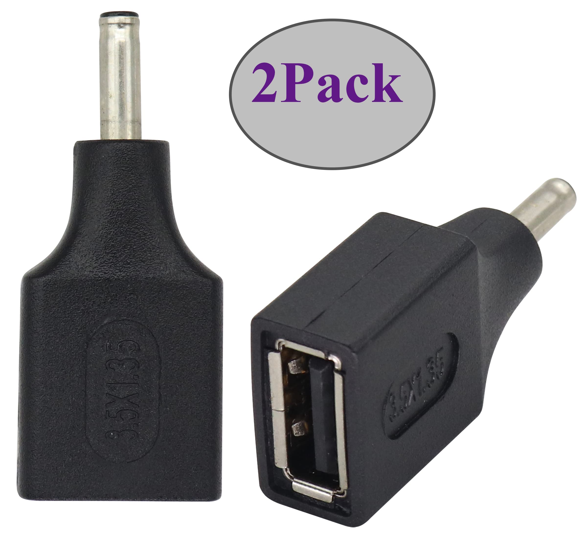 AAOTOKK (2 Pack USB to DC 3.5×1.35mm Power Adapter 5 Volt USB 2.0 A Female to DC 3.5 × 1.35 mm Male Jack DC 5V Barrel Power Plug Charger Cord Connector for 5 V DC or USB Charging Device(F/3.5×1.35)