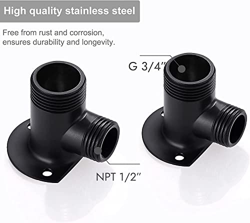 Aolemi Matte Black Installation Kit for Exposed Wall Mount Bathroom Faucet Outdoor Shower System Thermostatic Bar Mixer Valve Convert in-Wall to Surface Mount NPT 1/2 Male by G 3/4 Male Brass