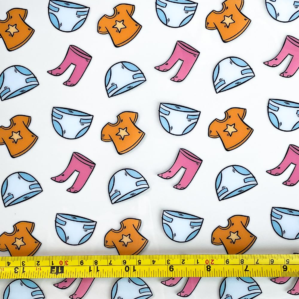 ONEART | Feeder Printed Clear TPU Vinyl Fabric, 12"×54" Transparent Vinyl Leather Roll for Bows Embroidery Appliques