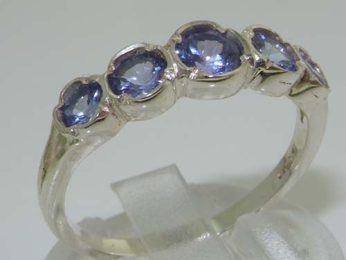 925 Sterling Silver Natural Tanzanite Womens Band Ring - Sizes 4 to 12 Available