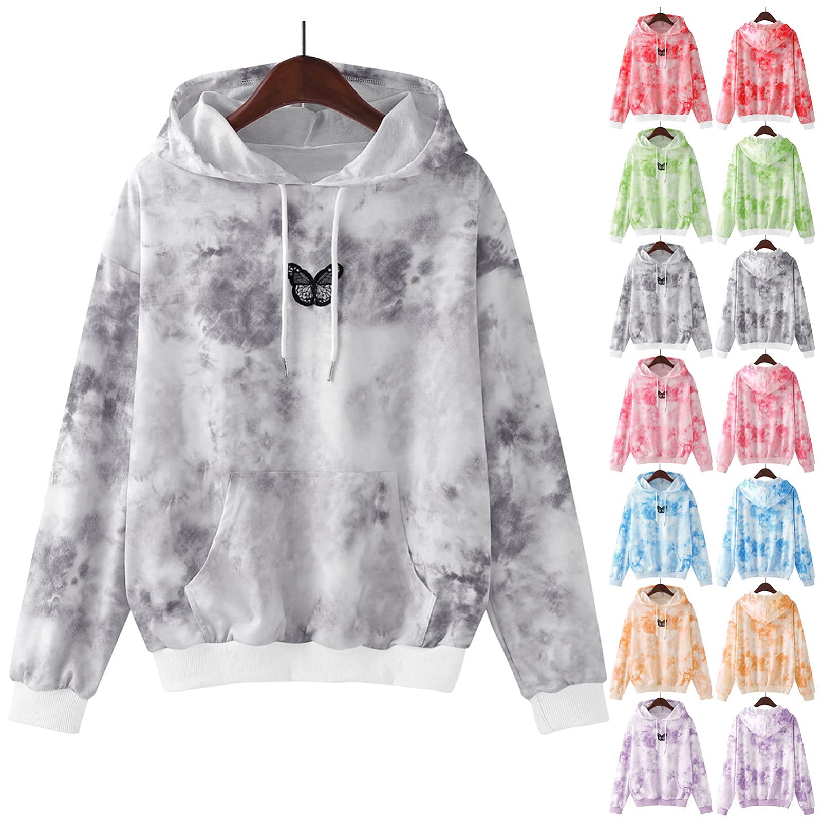 CLD Women Teen Girls Cat Hoodie Sweatshirt Sweater Coats Cute Ear Sleeping Printed Pullover Long Sleeve, A-gray, Small