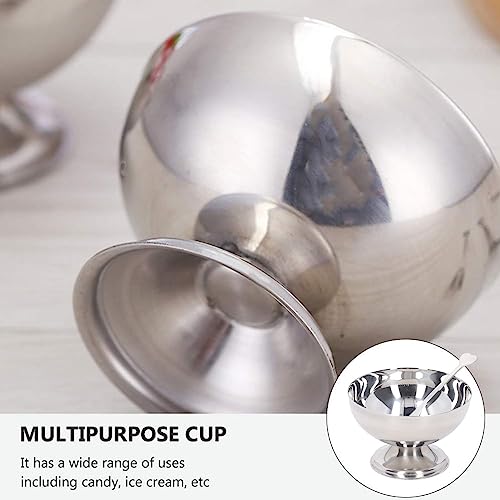 Aramox Ice Cream Bowl, Elegant Trifle Tasting Bowls Scratch Proof Stainless Steel Rust Resistant with Fork for Hotel (250ml)