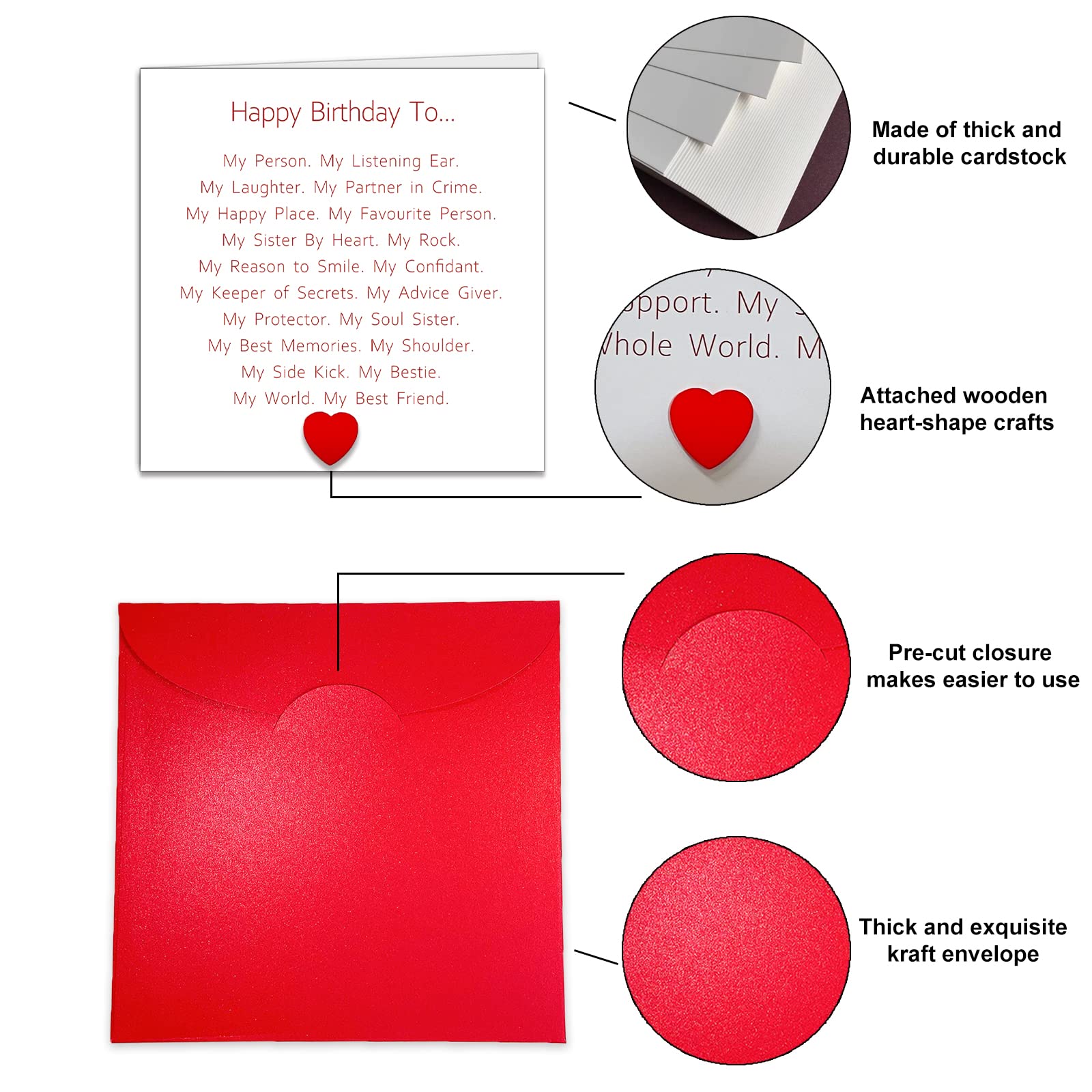 Miatoi Birthday Card for Best Friend, Special Bestie Birthday Card, Sentimental Bday Card for Her With Envelope