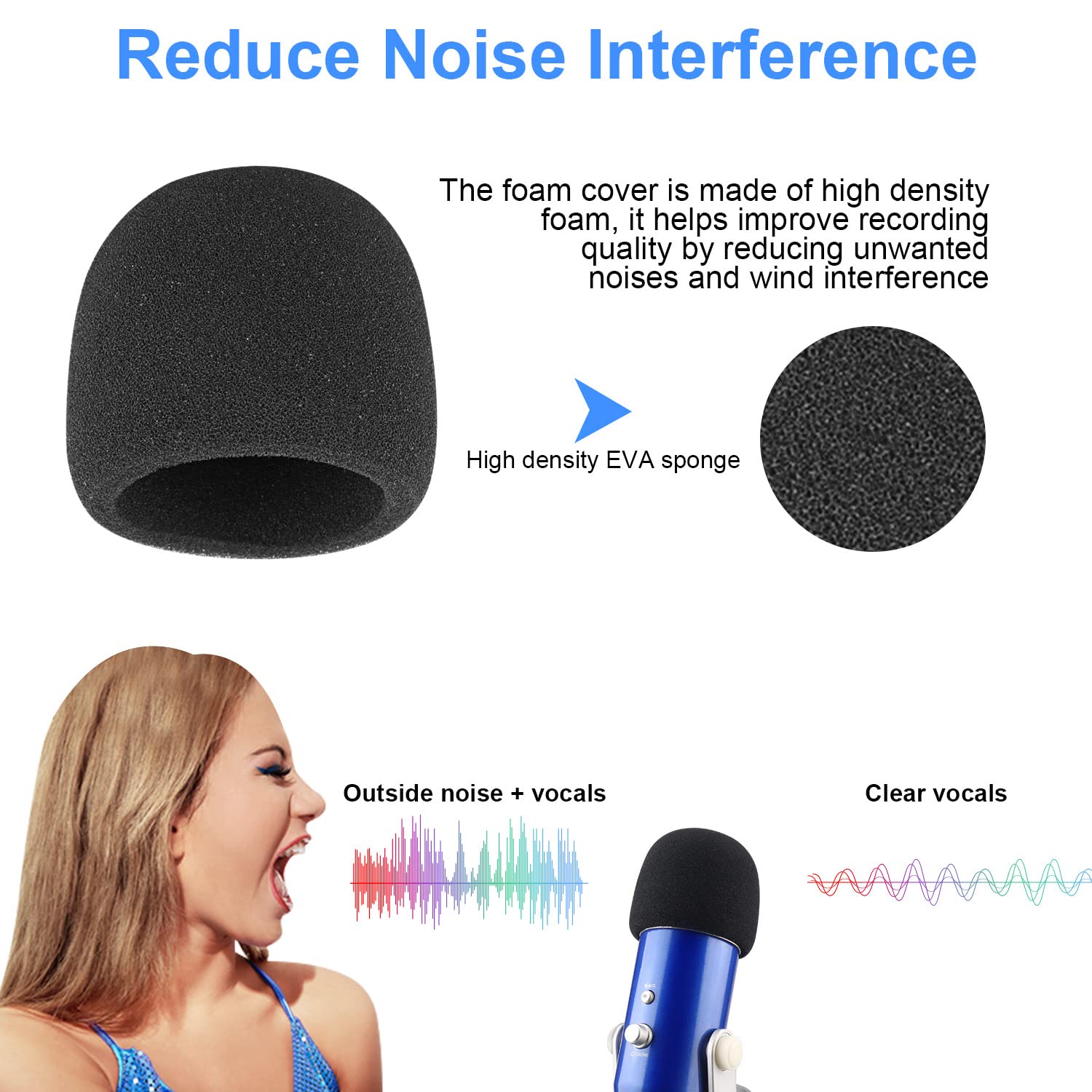 5 Pack Foam Mic Cover Handheld Microphone Windscreen (Black)
