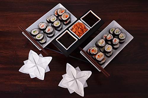 The Most Versatile 3 Tier Serving Tray. Collapsible Metal Stand with 3 Plates & 3 Bowls on Black Wood Base. Tiered Tray Party Food Server Display for appetizers, Cupcakes, Fruit, Cheese, Desserts.