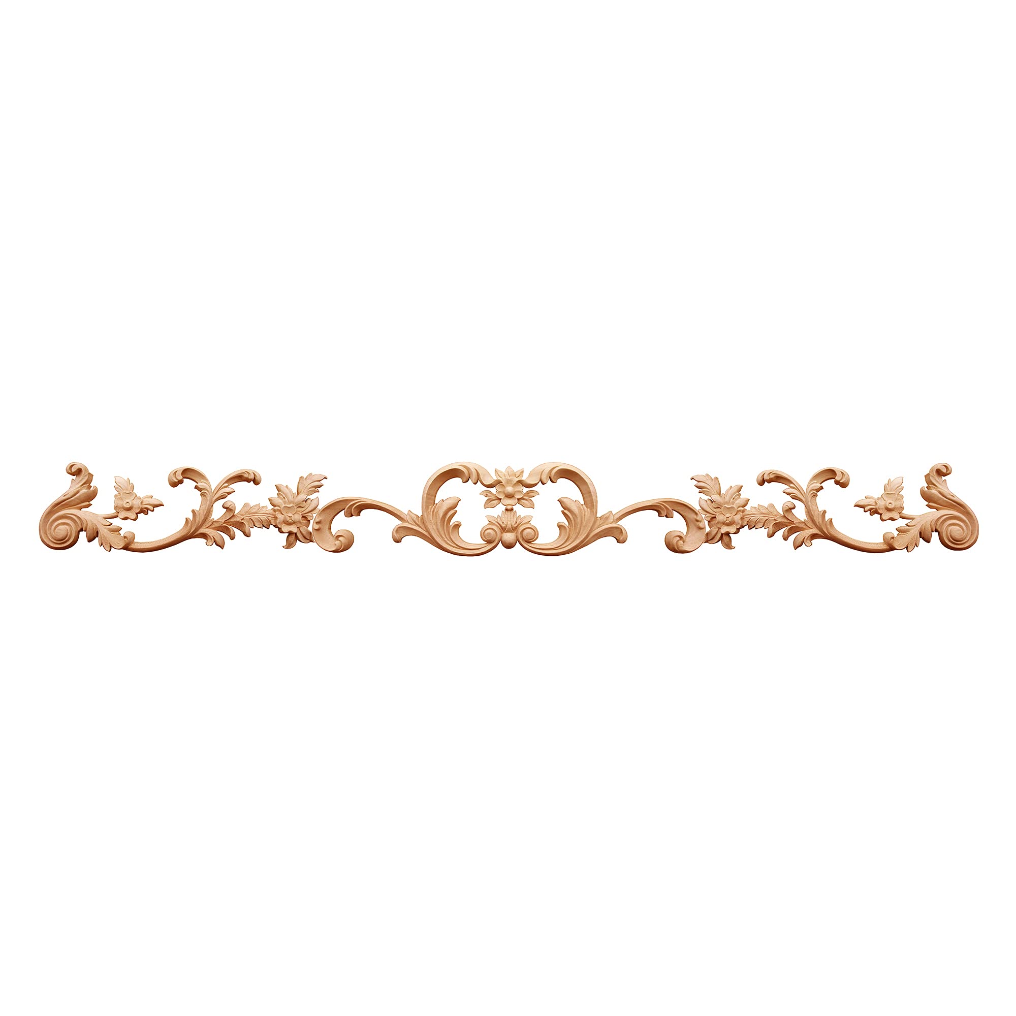 SUNHAWK Wood Carved 42-1/4"W Vivid Floral Vine Applique Onlay for Bed, Fireplace and Furniture (Birch)