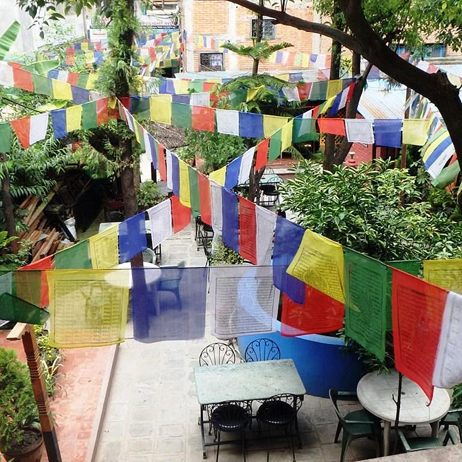 Cosynee Handmade Tibetan Buddhist Prayer Flag, Handmade Tibetan Affirmation Prayer Flags, Himalayan Flags (set of 2)