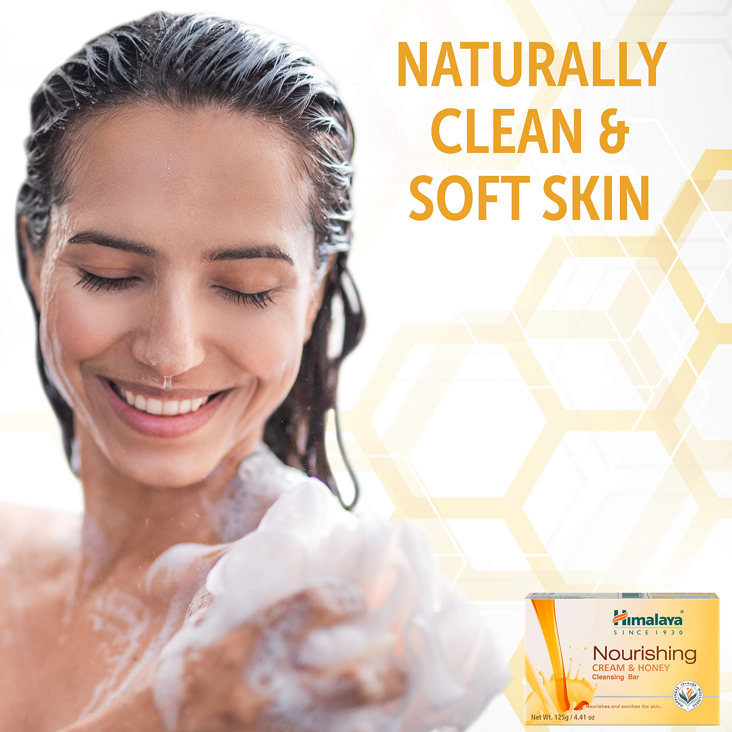 Himalaya Nourishing Cream & Honey Cleansing Bar, Face and Body Soap for Soft Skin, 4.41 oz, 6 Pack