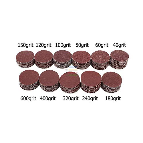 AUTOTOOLHOME 110pcs 1 inch Sanding Discs with 2ps 1/8 Shank Polishing Pads Hook and Loop Sandpaper Abrasive Tool Attachment 40-600Grit