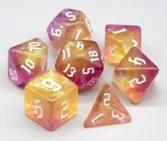 BrycesDice Always Go Pink-Purple/Yellow 7-Dice Set RPG DND