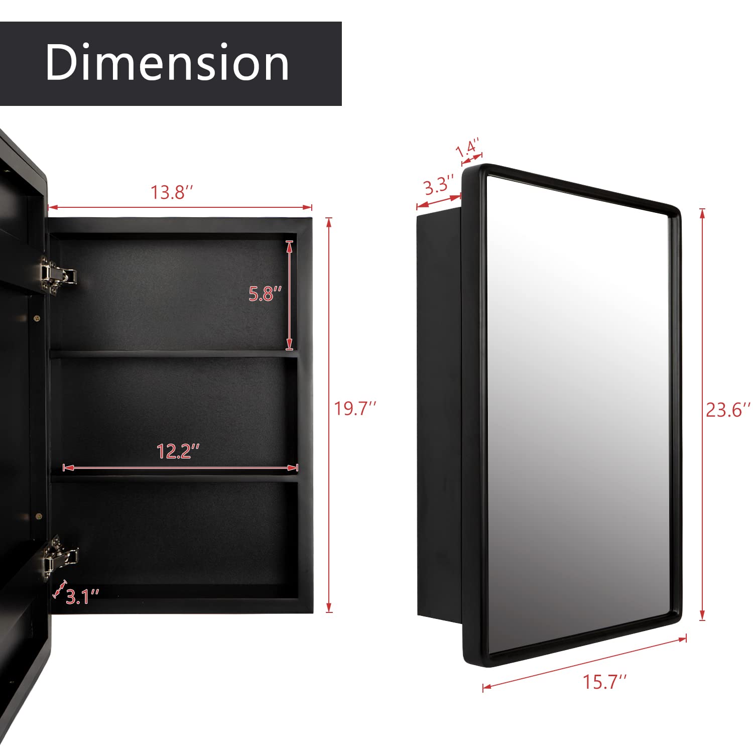 LuxyDecor Medicine Cabinets Mirror Modern Wall Mounted Mirror Cabinet Solid Wood with Storage 24" x 16" (Brown)