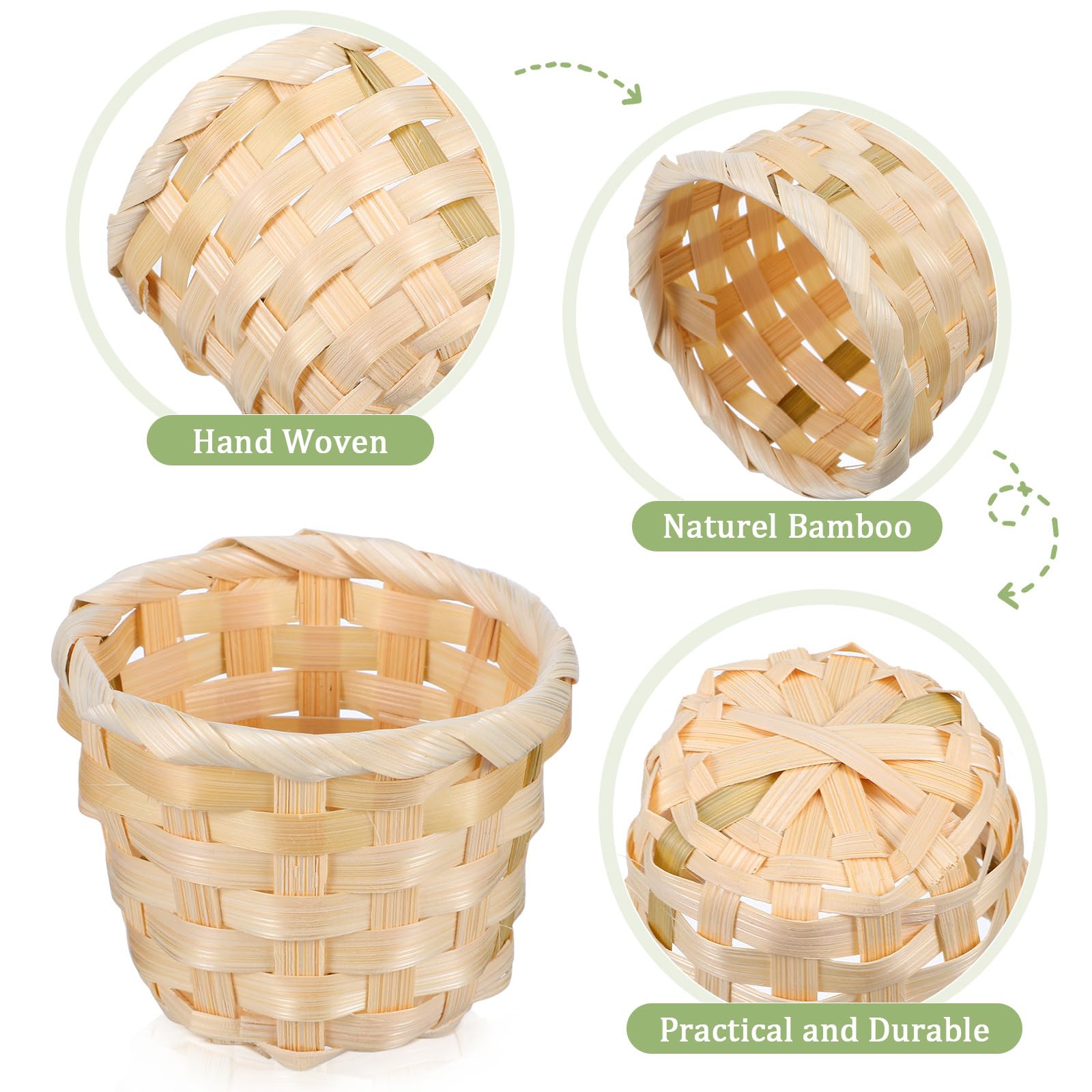 Amosfun 6pcs Mini Handwoven Bamboo Baskets Table Centerpieces Pen Pencil Cups Makeup Brush Storage 3 x 3 x 2.4 Inch