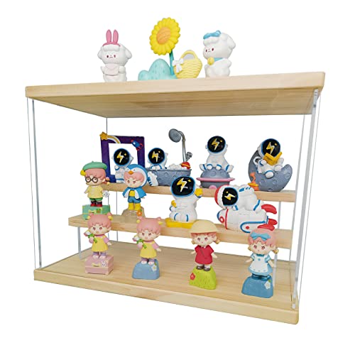Clear Acrylic Display Case for Mini Funko Pop Action Figures,Display Stand Riser Shelf with 3 Steps,Display Cabinet Dustproof for Mini Figure Toys Perfume Gem Stone Collectibles(12.5 x7 x10.4 inch)