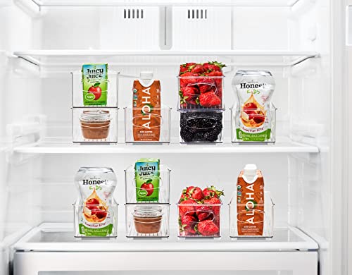Sorbus Stackable Refrigerator Organizer Bins - Clear Storage Bins for Kitchen Pantry, Freezer & Fridge Organization - Food Organizing Plastic Containers with Handles for Countertops & Drawers (4 Pack)